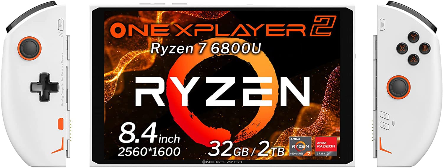 1 ONE-NETBOOK ONEXPLAYER 2-8.4'' Portable PC 2560 * 1600 IPS 5 in 1 Windows11 Laptop Pocket Game Work Tablet (White, AMD R7-6800U 32GB/2TB)