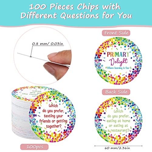 100 Pcs Morning Meeting Questions Cards Elementary Classroom Conversation Starter Chips for Primary Students Classroom Icebreaker Discussion CardsĀ for Learning Vocabulary Improve (Fresh Style)