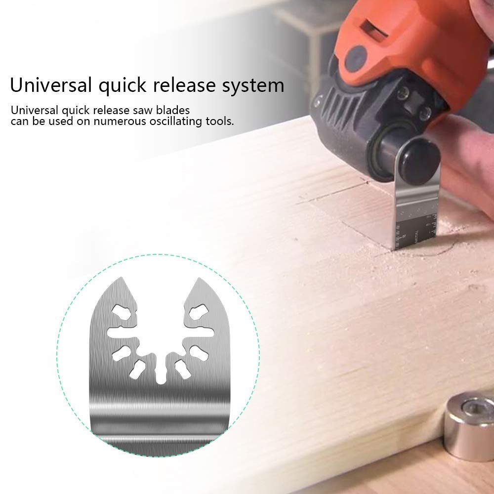 10 Bi-Metal Oscillating Multitool Saw Blades Nail/Metal Cutting/Wood Quick Release Fit Fein Multimaster Porter Cable Black & Decker Bosch Craftsman Ryobi Makita Milwaukee (10 pcs Bi-Metal white)