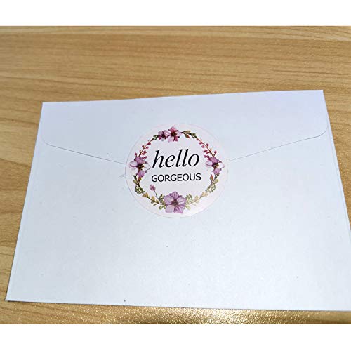 1.5 inch Flower Hello Gorgeous Stickers Labels for Small Business Birthday Party,Gift Bags 500 pcs Per Roll