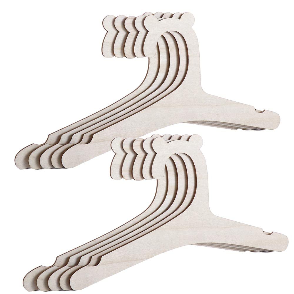 10 Pcs Baby Children Wooden Hangers Children's Clothes Hangers,Cute Little Bear Shape,8.97 * 4.72inch
