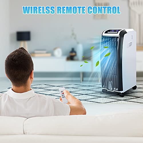 3-IN-1 Evaporative Air Cooler,26β Portable Air Conditoner Humidifier/Fan with 3 Wind Modes,3 Speeds,Remote Control,Wide Oscillating,Ultra-Quiet Compact Cooling Fan for Home Office Bedroom