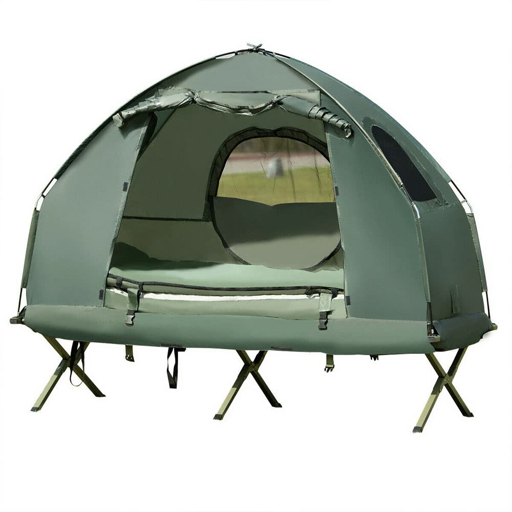 1-Person Compact Portable Pop-Up Tent/Camping Cot with Air Mattress Sleeping Bag