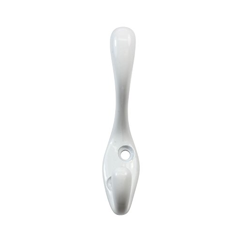 10 Pack Rok Hardware Heavy Duty Dual Home Closet Wall Towel Coat Hook, 3-1/2", White ROKCH101WH