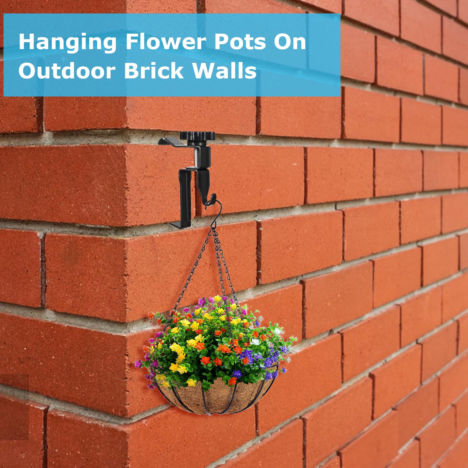 10 Pcs Brick Wall Clips, Stainless Steel Brick Hooks Clamps, Brick Hangers Clips for Hanging Outdoor, 1.77-2.95 Inches Adjustable Brick Hangers Clamps, Brick Hook Brick Hangers No Drill