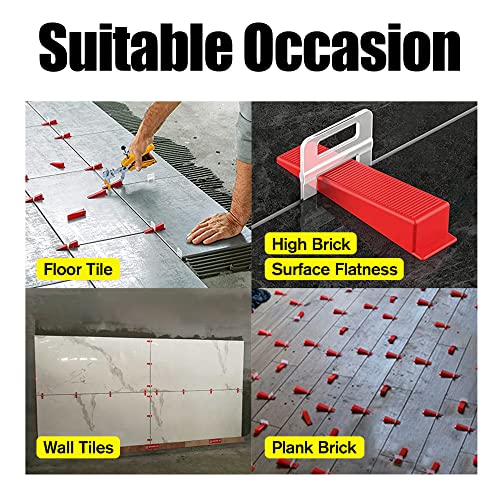 1/16" Tile Leveling System with Floor Tile Plier - 300Pcs Leveling Spacer Clips and 100Pcs Reusable Wedges, Tile Tools Kit for Professional Ceramic Tiles and Stone Installation