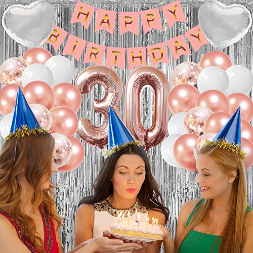 30th Birthday Decorations for Her Rose Gold 30 Balloons Birthday Party Decorations For Women