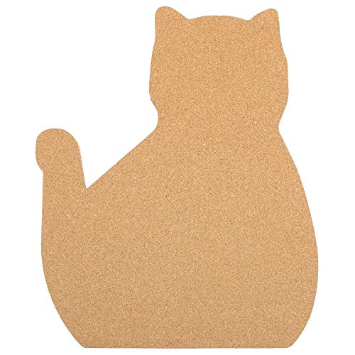 12” x 15 ” Cat Shape Large Cork Board Tiles, Thick Cork Board, Gift for Cat Lover, Office Cat Gift, Unique Style Bulletin Board, Ultra Strong Self Adhesive Backing, Bulletin Pin Safe
