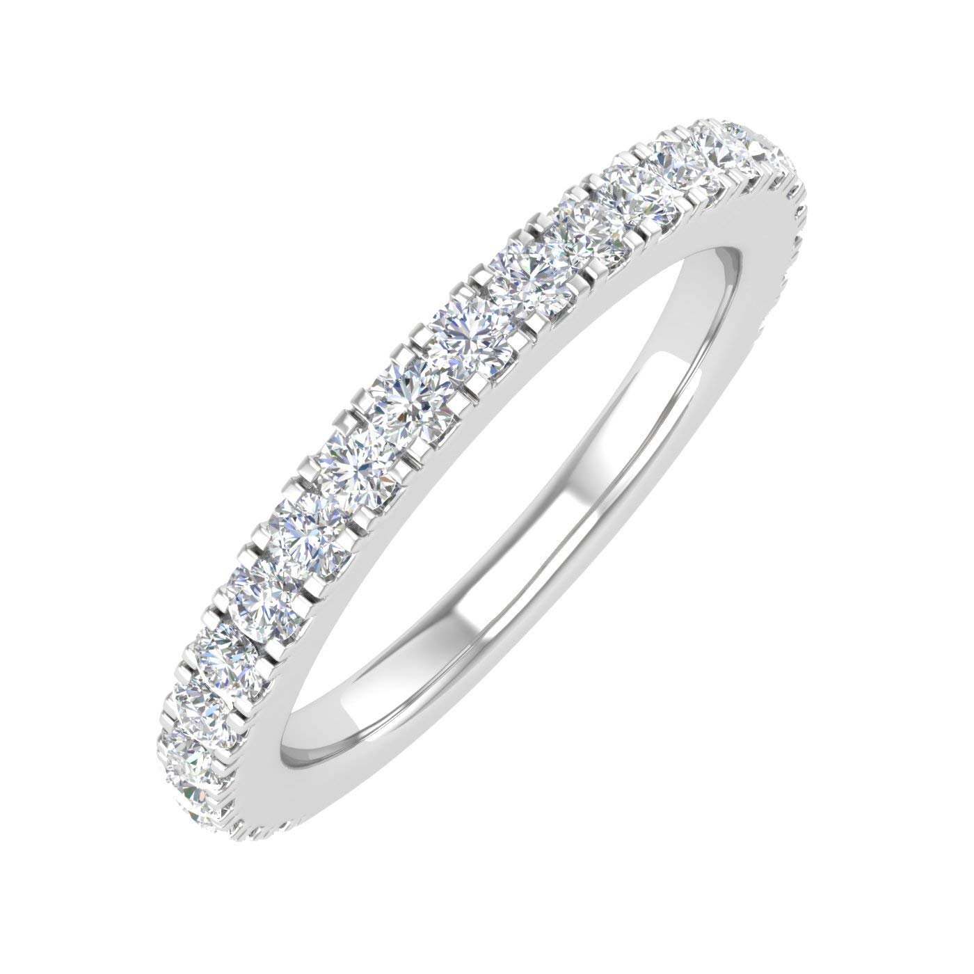 1/2 Carat Round Diamond Wedding Band Ring in 14K White Gold (Ring Size 7.5)