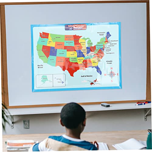 1 Sheet United States Map Usa Map Cartoon Posters Classroom Geography Poster Learning Posters Portable Poster Synthetic Paper Cartoon Preschool Flip Chart