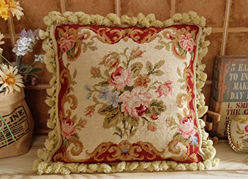 16" Home D�cor Pillow French Country Chic Shabby Handmade Needlepoint Pillow Cover