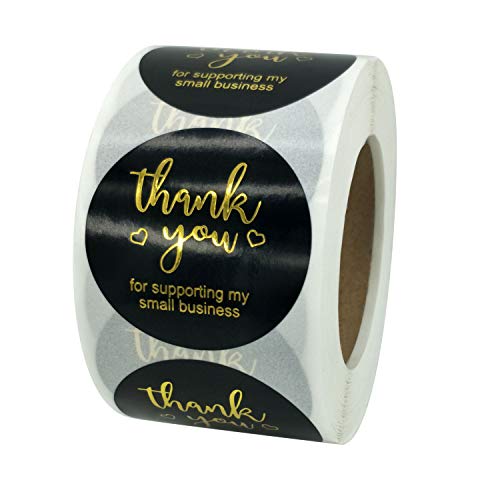 1.5" Sticker Roll 500 PCS, Thank You for Supporting My Small Business Stickers Online Retail,Sealing Decoration (Gold)