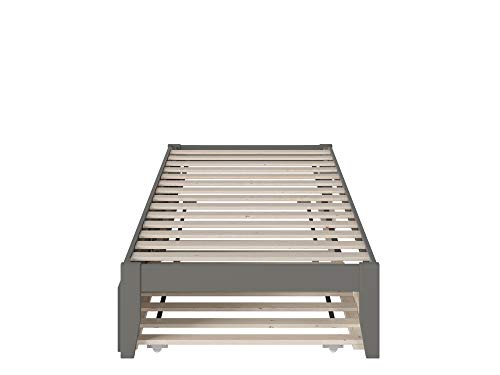 AFI, Colorado Bed with USB Turbo Charger and Twin Extra Long Trundle, Twin Extra Long, Grey