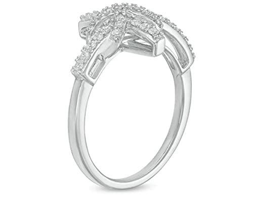 1/4 CT. T.W Round Cut Simulated Diamond Sideways Cross with Infinity Engagement Ring 925 Sterling Silver (12)