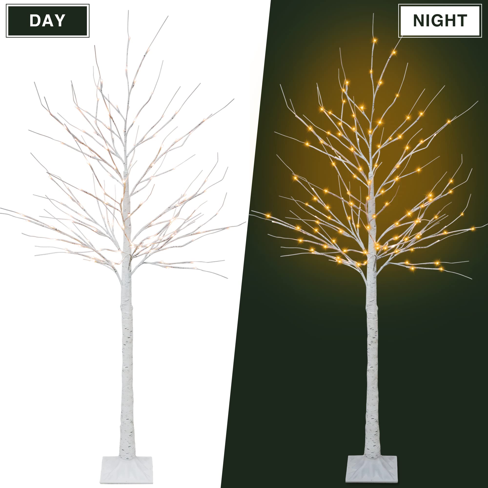 128 Led Easter Birch Tree 6 FT Lighted Twigs LED 8 Lighting Modes Artificial Branches Tree for Home Garden Party Wedding Christmas Decoration (Warm White)