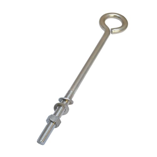 10 PC 3/8" x 12" Stainless Steel Forge Style Marine Wire Turned Eye Bolt Nut Washers 140 Lb Cap.