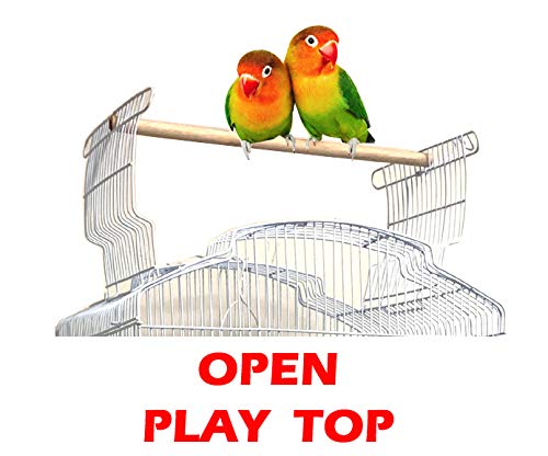 62" Rolling Bird Cage Canary Parakeet Cockatiel Lovebird Finch Perch with Stand (White, with Toy)