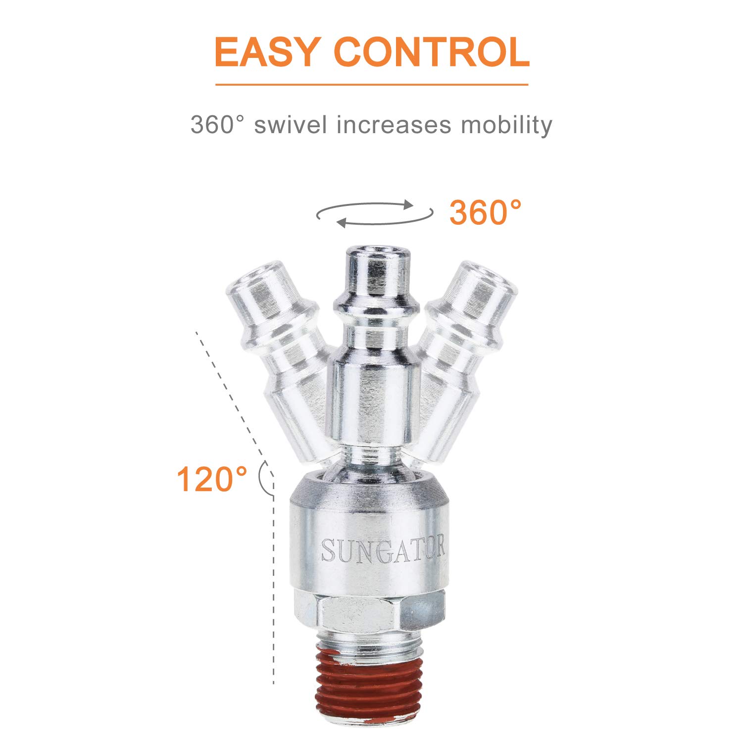 1/4" Swivel Air Plug, SUNGATOR 6-Pack Industrial Swivel Coupler and Plug, 1/4-Inch NPT Male Thread, Air Hose Fittings