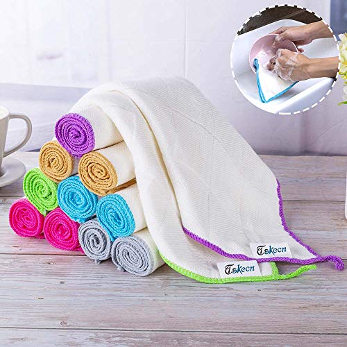 10 Pcs Kitchen Dish Cloths Set, Premiunm Bamboo Fiber Dishcloth Towels. Reusable and Absorbent Dish Cloths & Dish Towels,Suitable for Kitchen Bathroom and Cleaning Counters,(12” x 12”)