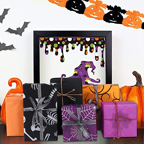 100 Sheets Halloween Tissue Paper Black Orange Wrapping Paper Bat Pumpkin Spider Tissue Paper Skull Gift Wrapping Tissue for Birthday Party Gift Bag DIY Crafts