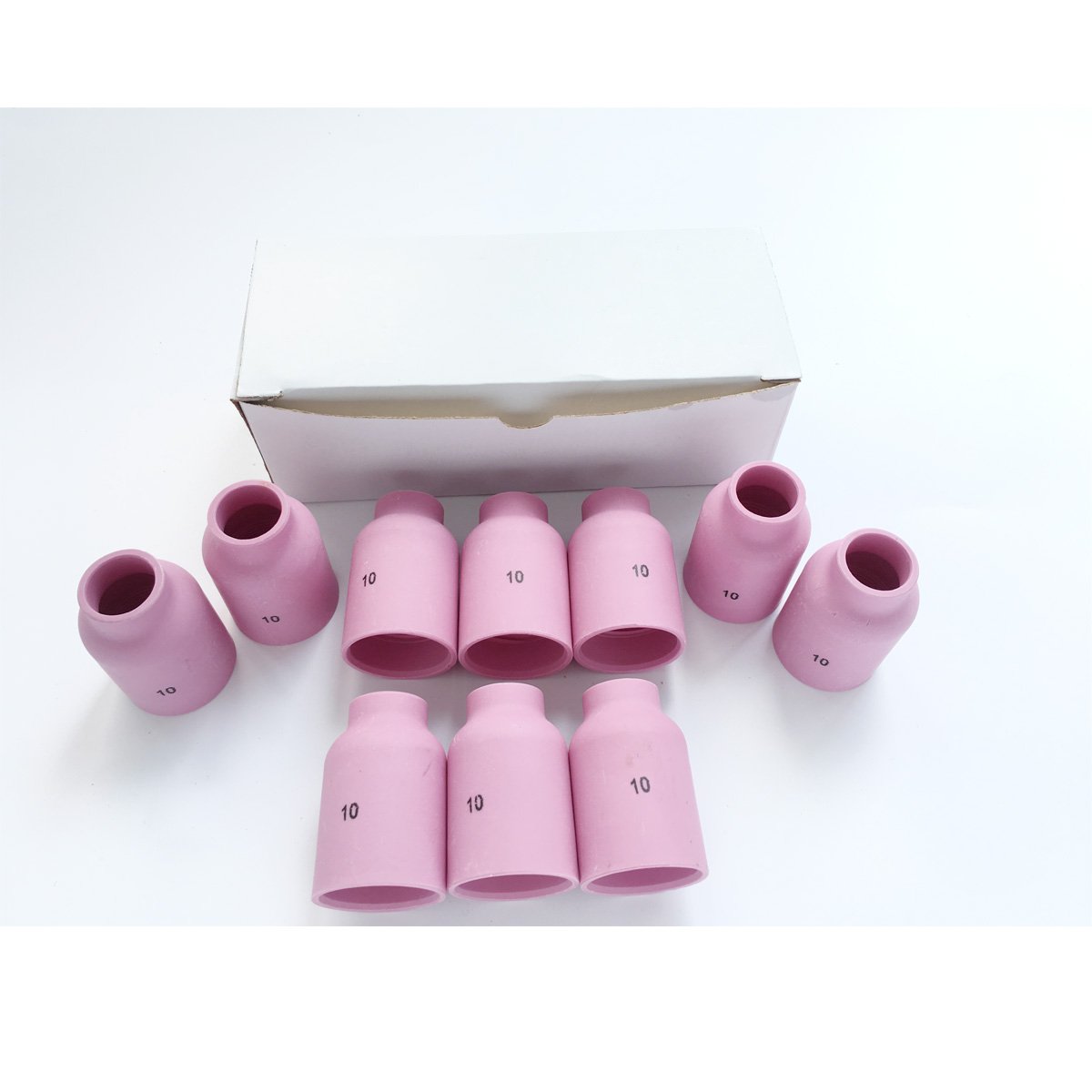 10Pcs TIG Welder Torch Accessories-Pink Large Gas Lens Cup Alumina Nozzle Shield (Size #10/53N88)