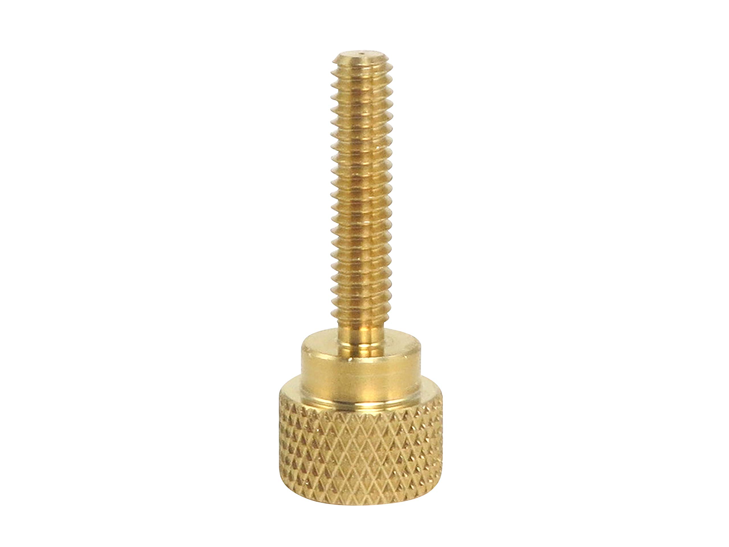 10 Pack 8-32 x 3/4 Inch Threads Solid Brass Diamond Knurled Thumb Screws Knobs with Straight Shoulders Right-Hand Threads SAE Flat Tip Uncoated (8-32 x 3/4 inch Long Threads)