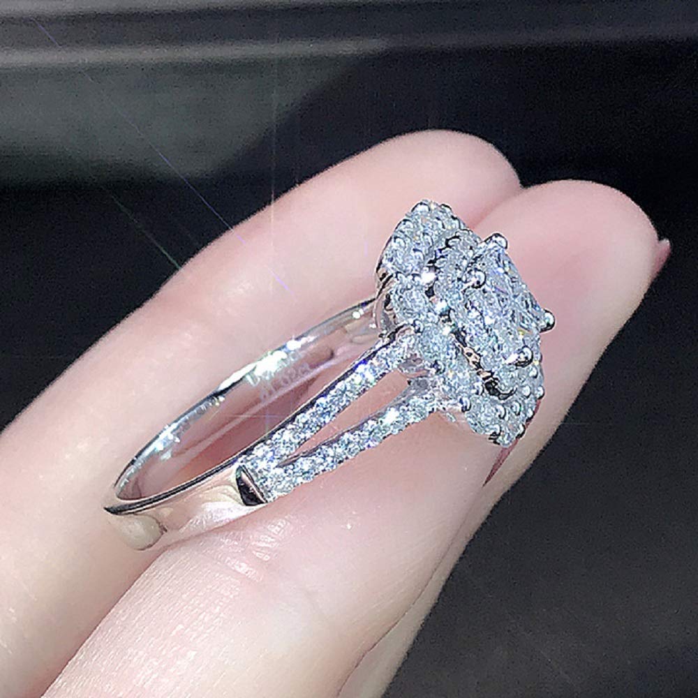 1. Fashion luxury hearts and arrows simulation moissanite dazzling diamond engagement ring for women (6)