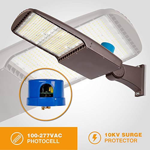 300-Watt LED Parking Lot Lights - 42,000lm - LED Shoe Box Light Replaces 1000W Metal Halide - 5000K Bright White - UL Listed & 140lm/W DLC Premium - Adjustable Direct Mount - 100-277VAC Photocell