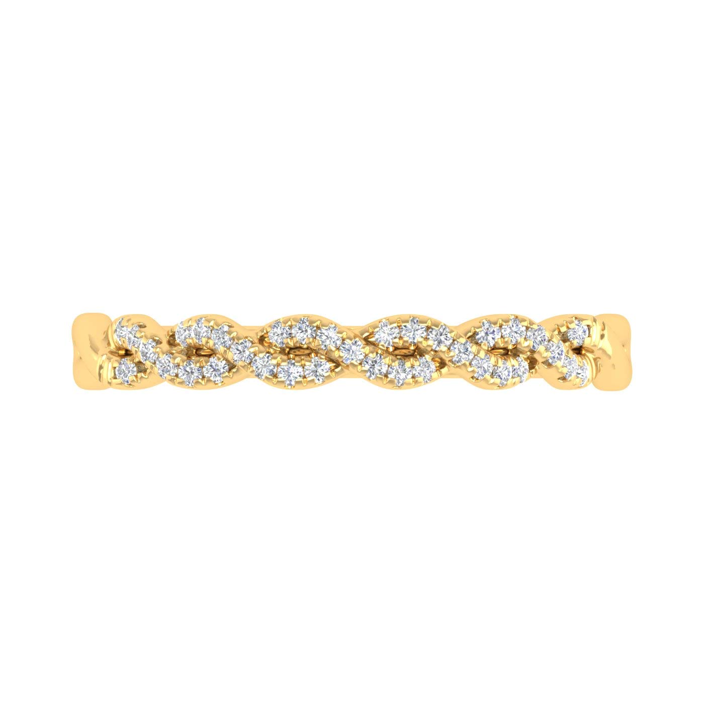 1/10 Carat Twisted Diamond Wedding Band Ring in 10k Yellow Gold (Ring Size 11)