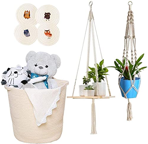 1/4 Inch Natural Cotton Rope, White Craft Rope Clothesline, Used for DIY Rope Baskets, Handicrafts, Candle Wicks, etc, 6MM, 39 Feet.