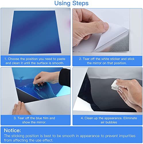16 Pack Acrylic Flexible Mirror Sheets, 12 x 12 in Mirror Tiles Self Adhesive Square Cuttable Mirror Wall Stickers Non Glass Acrylic Safety Reflective Mirror for DIY Craft Home Wall Decoration