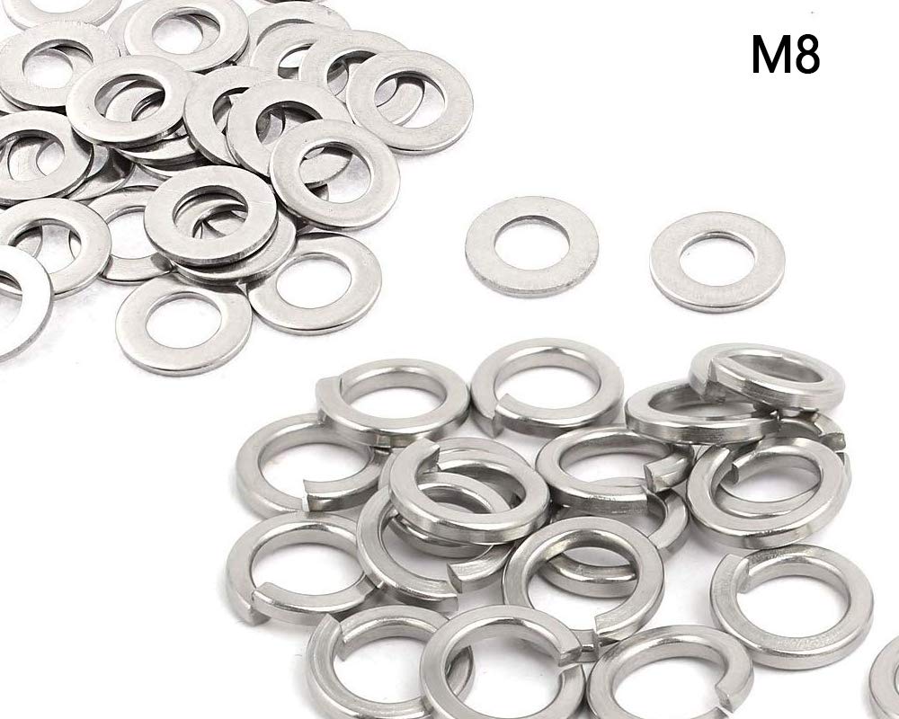 10pcs M8-1.25 20mm 304 Stainless Steel Pan Phillips Cross Head Screw, for TV Wall Mount Bracket Kit (with Flat Washer & Split Lock Washer)