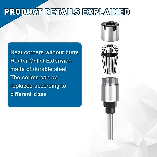 1/4 Inch Shank Router Bit Collet ER20M Extension Chuck Converter, Drill Chuck Adapter, Convert 1/2-Inch & 1/4-Inch Shank Bits for Milling Lathe Tool Workholding and CNC Engraving Machine