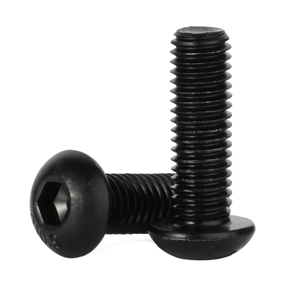 1/4-20 x 3/4" Button Head Socket Cap Screws, Allen Socket Drive, Black Oxide, Alloy Steel Class 10.9, Fully Threaded, Machine Thread, 25 PCS