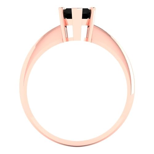 1.50 ct Marquise Cut Solitaire Natural Black Onyx Engagement Wedding Bridal Promise Anniversary Ring 18K Rose Gold Size 5