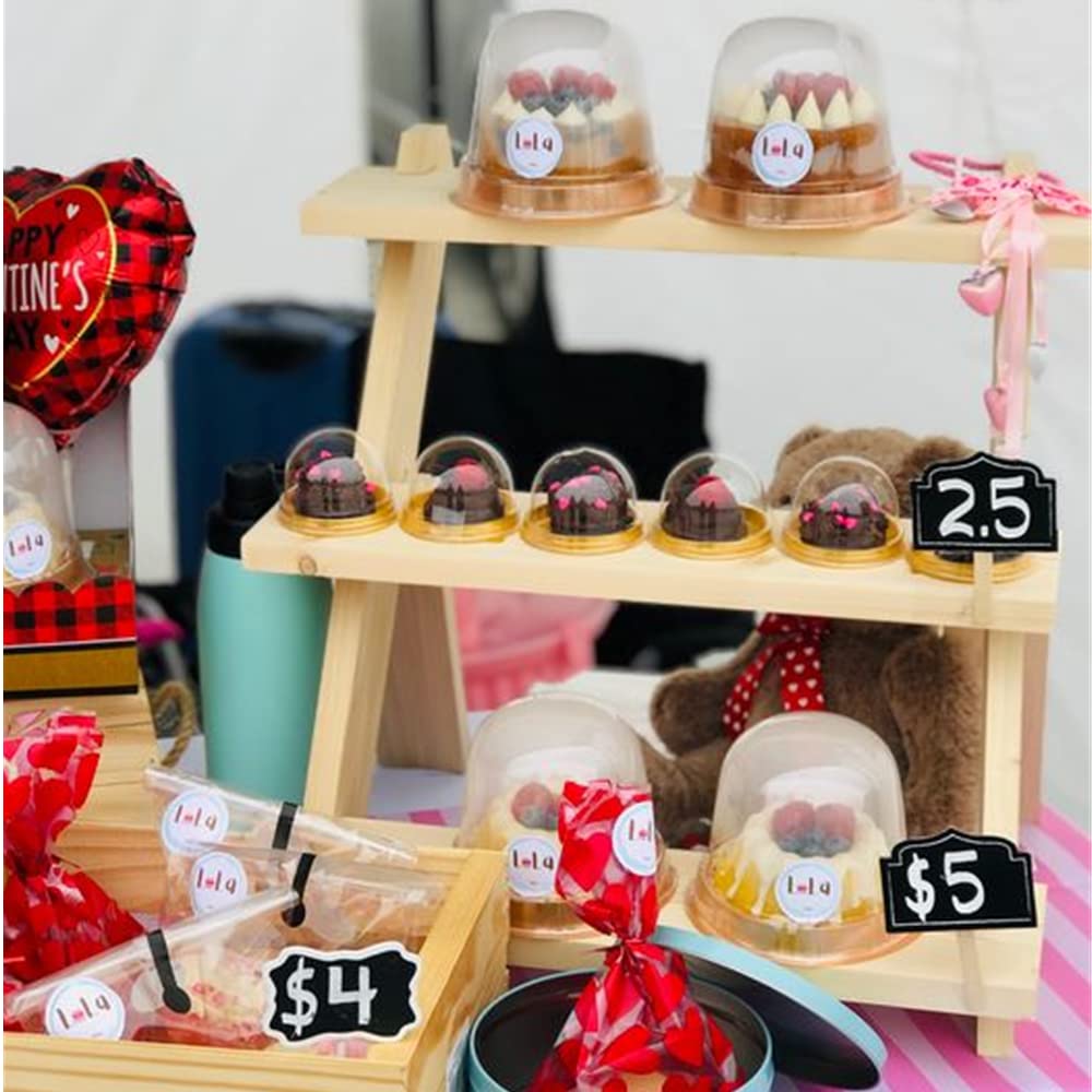 100 Pack 2 Inch of Clear plastic mini cake box muffins box cookies cookies muffins dome box wedding birthday gift box (gold)