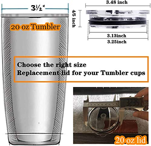 2 Replacement Flip Lids for Stainless Steel Insulated Tumbler Travel Mug, Compatible w/YETI Rambler,Ozark Trail,Old Style Rtic and More (20 oz Spill Proof Splash Resistant Lid)