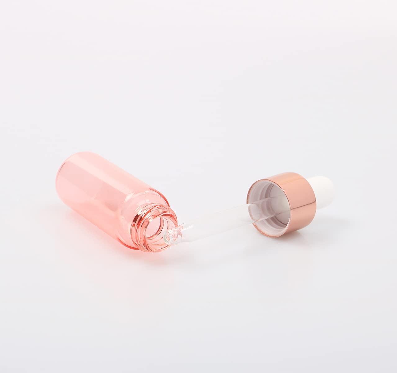 USRommaner 35 Pack,5ml Pink Glass Essential Oil Sample Dropper Bottle,Empty Glass Dropper Vials With Rose-Gold Cap,Glass Pipette Liquid Travel Perfume Holder jar Container-Pipette,Funnel,included