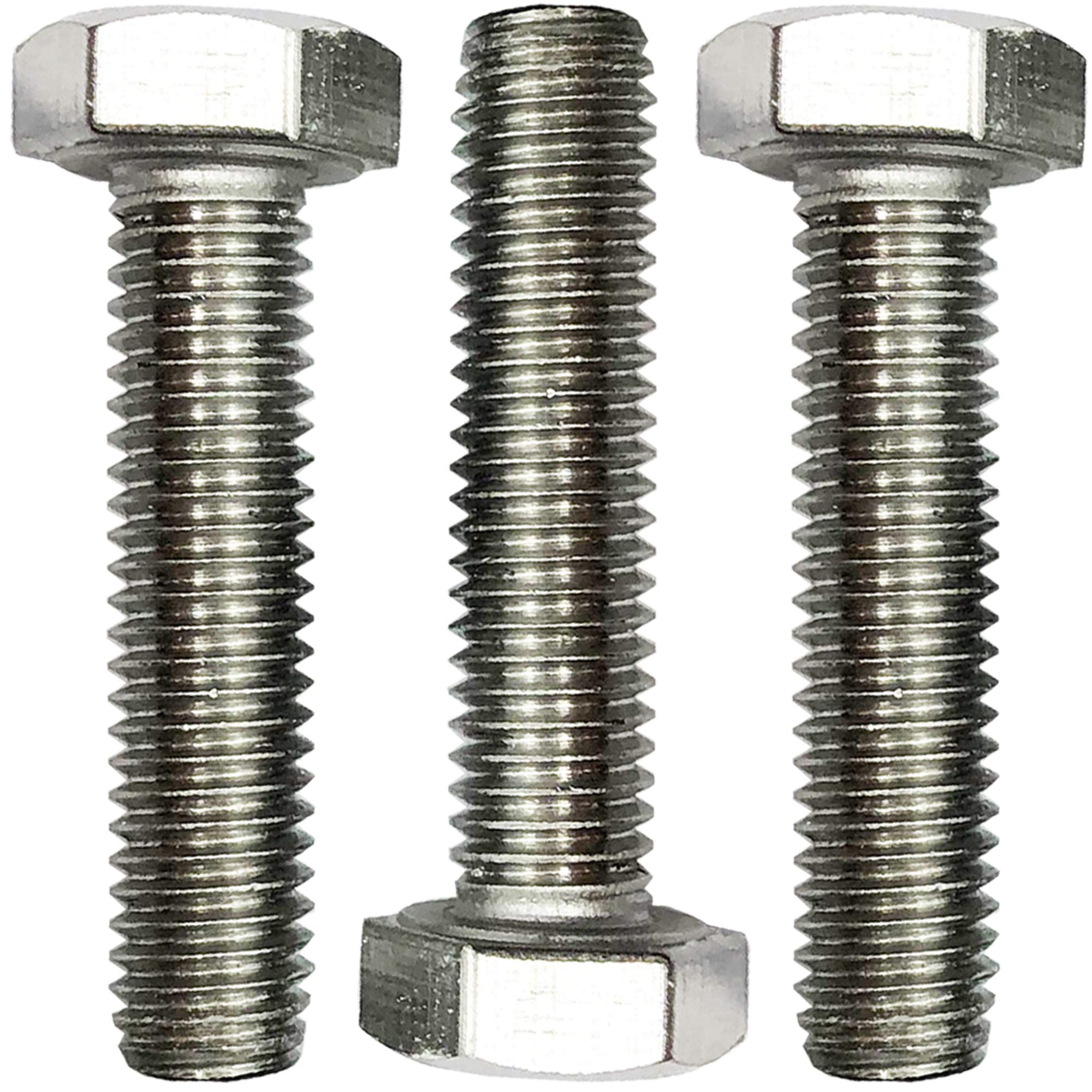 1/4" x 2.5" - 20. 304-STAINLESS Steel - HEX Head Bolt - 304 Grade. General Purpose - Hurricane Bolt (10)