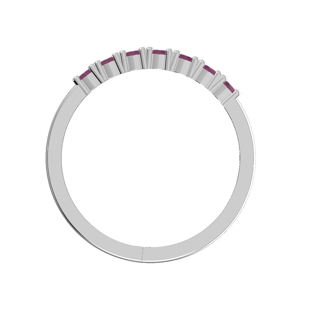 1.00ctw,Genuine Ruby 2.50x2.50mm Round & Solid .925 Sterling Silver Seven Stone Ring (Size-7.5)
