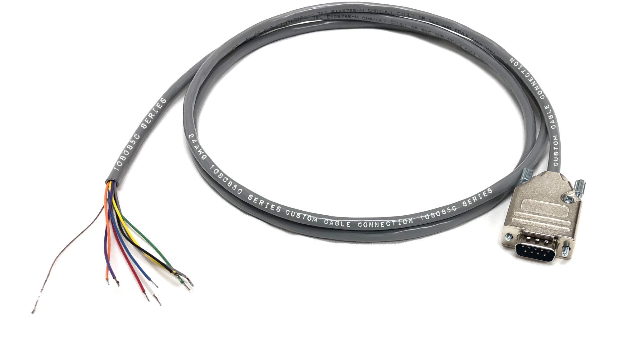 100 Foot DB9 Male to Blunt End RS232 Extension Serial Cable - 24 AWG with Grey PVC Jacket - Made in USA by Custom Cable Connection