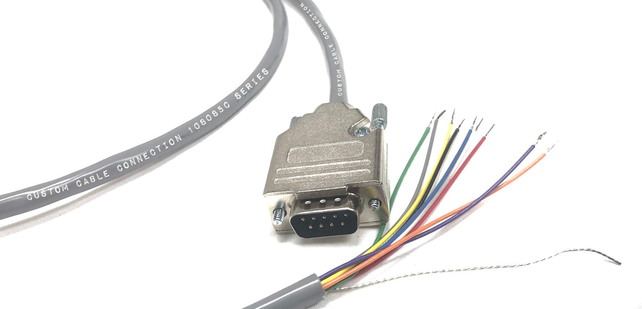 100 Foot DB9 Male to Blunt End RS232 Extension Serial Cable - 24 AWG with Grey PVC Jacket - Made in USA by Custom Cable Connection