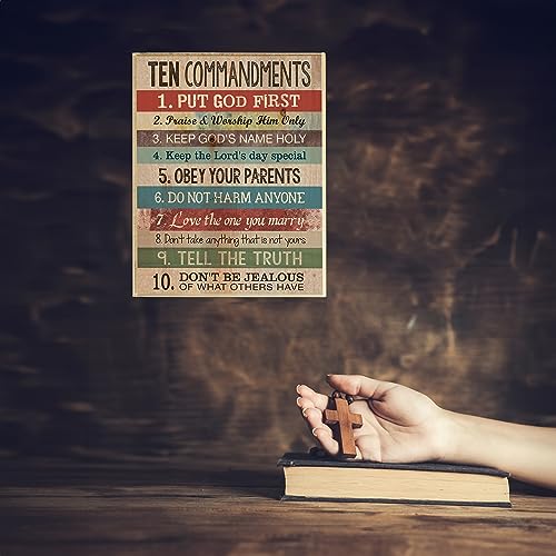 10 Commandments- Wall Art Print- 8 x 10"- Distressed Wood Replica Print-Ready to Frame. Home Decor, Office Decor, Biblical-Church Wall Art. Great Christian Gift.