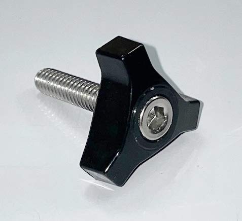 1/4"-20 x 1" Three Prong Clamping Thumb Screw Stainless Steel Standard/Coarse Plastic Knob Thumbscrew Stud 1" - Built in USA - Pack of (2)