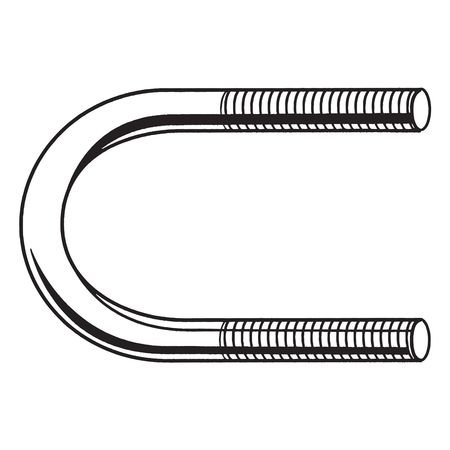 1/2"-13 x 3-1/2" Pipe Size Zinc U-Bolt