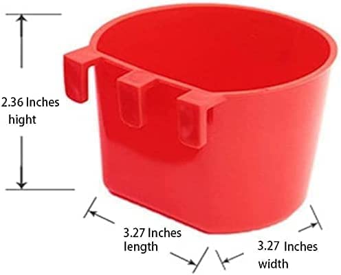 12pcs Bird Feeder Cage Cups Hanging Chicken Water Cups Pet Bowl with Hooks Rabbit Food Dish for Cages Plastic Feeding & Watering Supplies for Pigeon Poultry Roosters Gamefowl Parakeet (12PCS-Red)