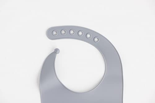 Solid Silicone Baby Bib, Baby and Toddler, Adjustable, Waterproof, Soft, Gray Blue