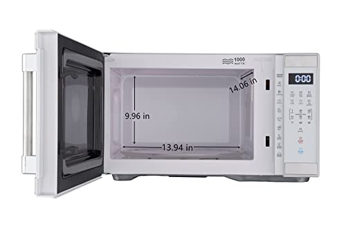 1.1 Cu. ft. 1000 W Mid Size Microwave Oven, 1000W, White Stainless Steel