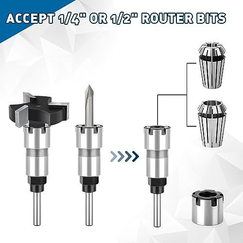 1/4 Inch Shank Router Bit Collet ER20M Extension Chuck Converter, Drill Chuck Adapter, Convert 1/2-Inch & 1/4-Inch Shank Bits for Milling Lathe Tool Workholding and CNC Engraving Machine
