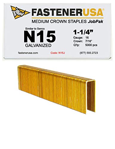 1-1/4" Leg x 7/16" Crown 16GA GALV N15 Staples 5,000ct | N15J